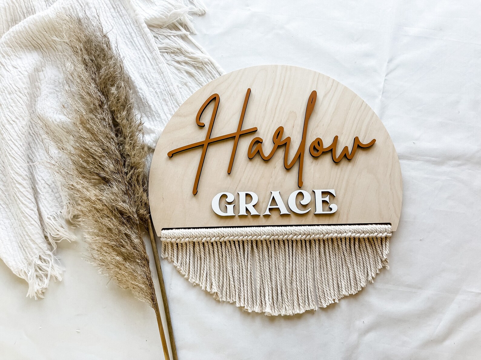 Nursery Name Sign Round Name Sign Macrame Name Sign Above - Etsy