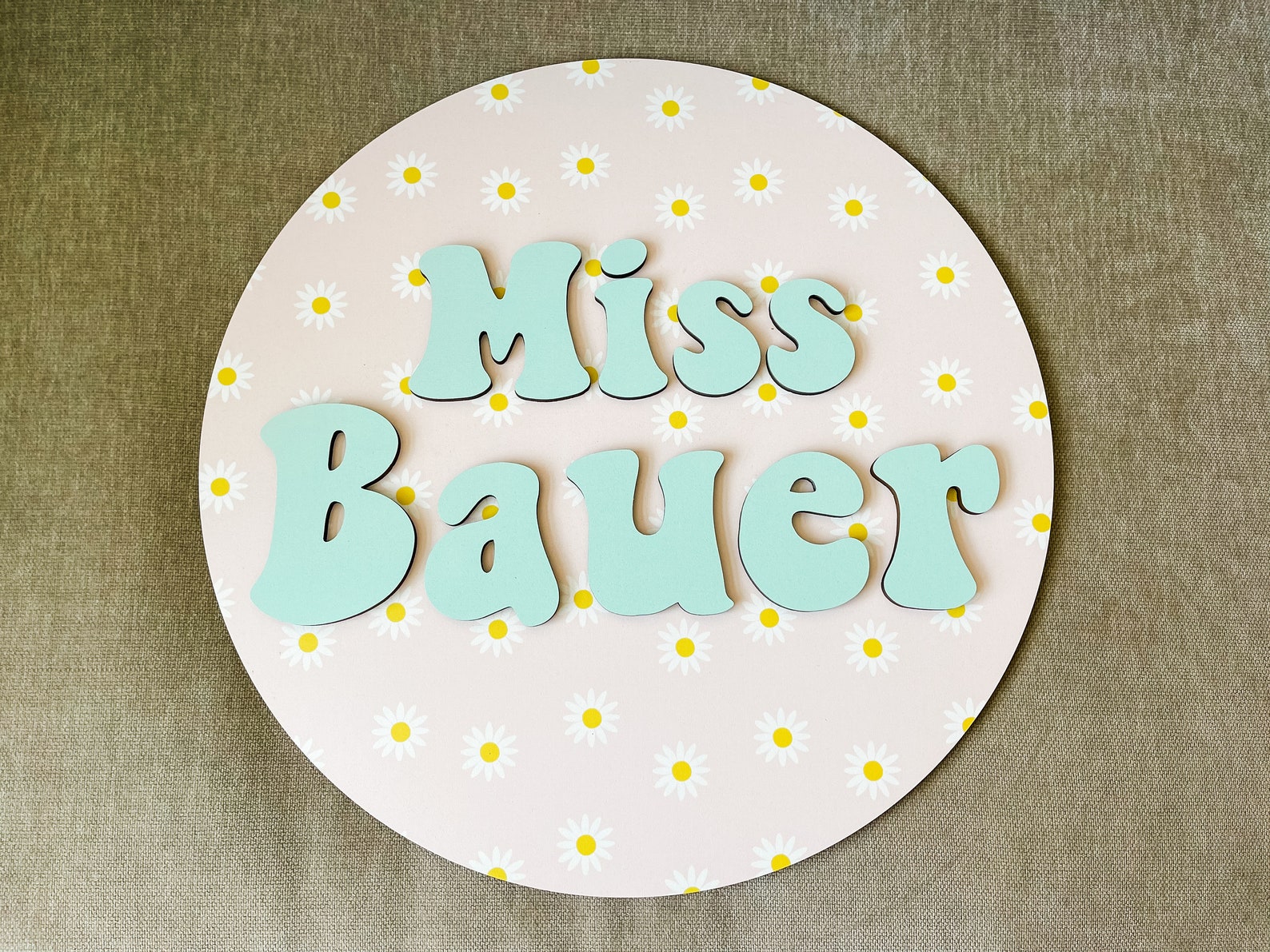 Teacher Name Sign, Teacher Appreciation Gift, Round Teacher Sign, Door ...