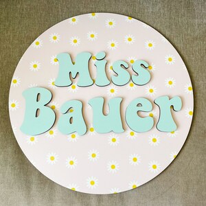 Teacher Name Sign, Teacher Appreciation Gift, Round Teacher Sign, Door ...