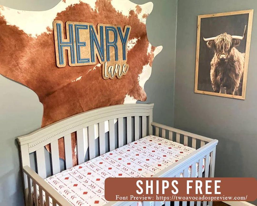 Western Boy Name Sign, Large Wood Name Sign, Nursery Name Sign, Western ...