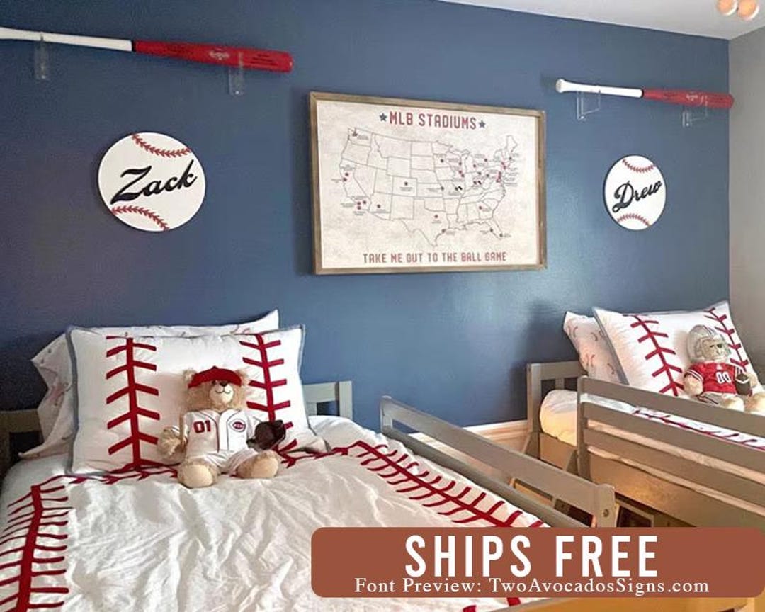 Baseball Nursery Name Sign, Round Name Sign, Sports Nursery, Boy Name ...