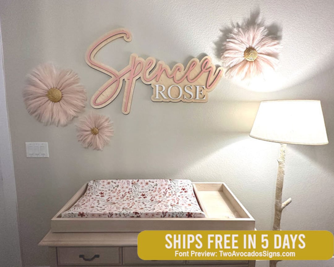 Large Wood Name Sign, Nursery Name Sign, Boho Nursery Sign , Above Crib ...