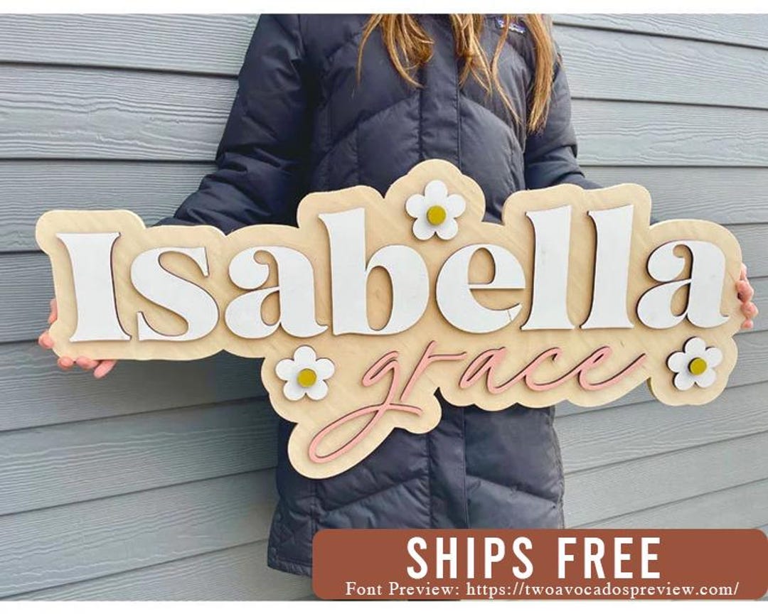 Flower Name Sign, Large Wood Name Sign, Nursery Name Sign, Flower ...