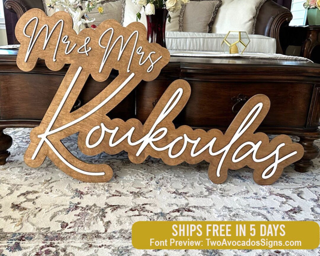 Large Last Name Sign, Cut Out Last Name Sign, Wedding Name Sign, Double ...