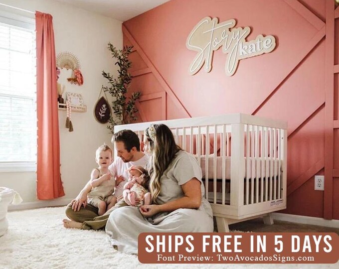 Large Wood Name Sign, Nursery Name Sign, Boho Nursery Sign , Above Crib ...