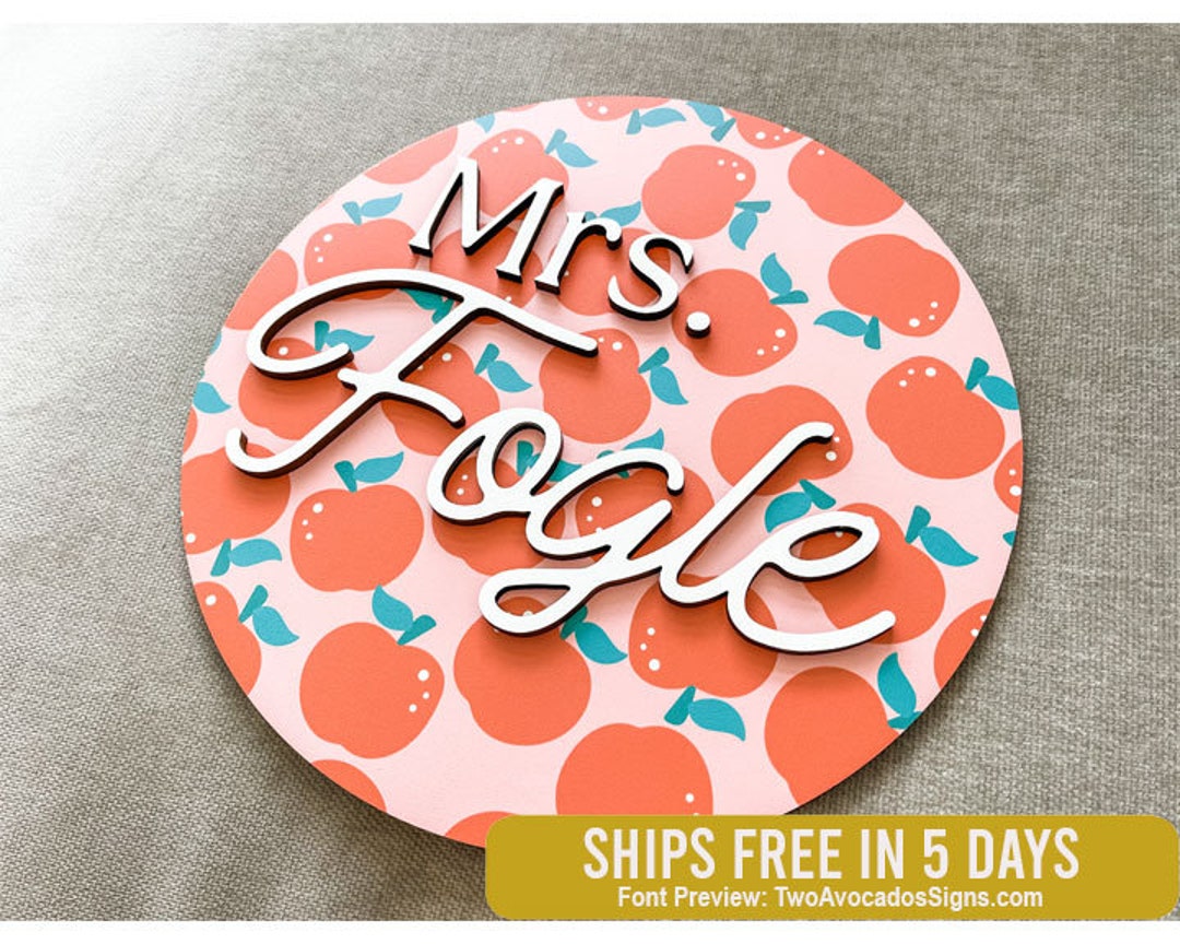 Teacher Name Sign, Teacher Appreciation Gift, Round Teacher Sign, Door ...