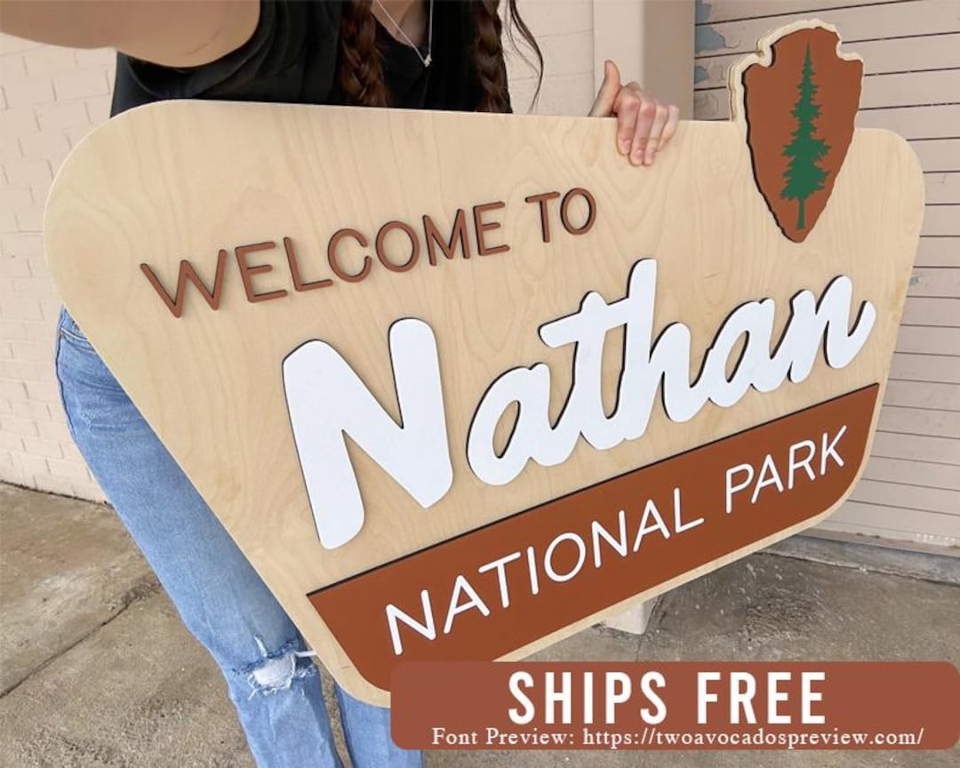 National Park Name Sign, Large Wood Name Sign, Nursery Name Sign ...