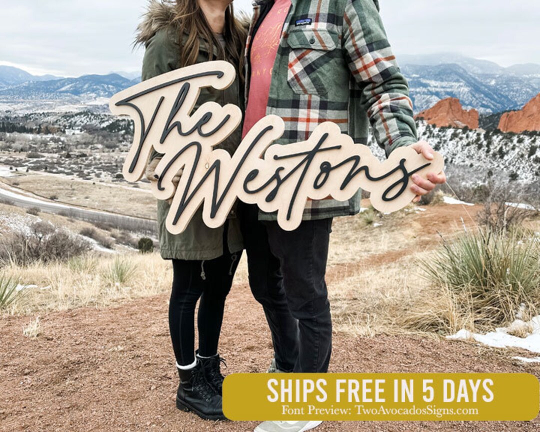 Large Last Name Sign, Cut Out Last Name Sign, Wedding Name Sign, Double ...