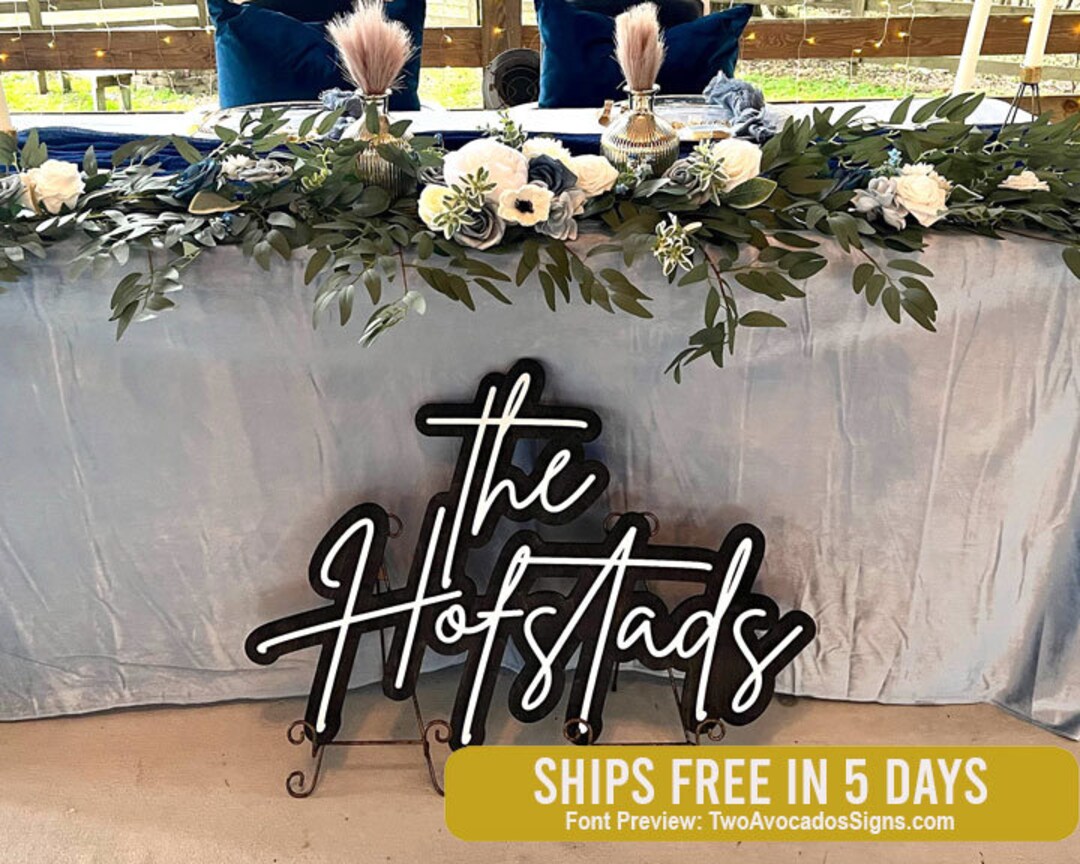 Large Last Name Sign, Cut Out Last Name Sign, Wedding Name Sign, Double ...