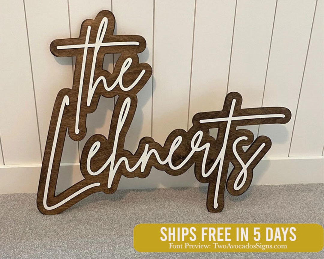 Large Last Name Sign, Cut Out Last Name Sign, Wedding Name Sign, Double ...