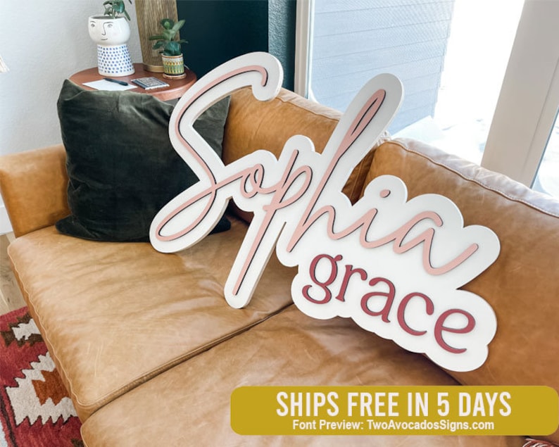 Large Wood Name Sign Nursery Name Sign Girl Name Sign Above - Etsy