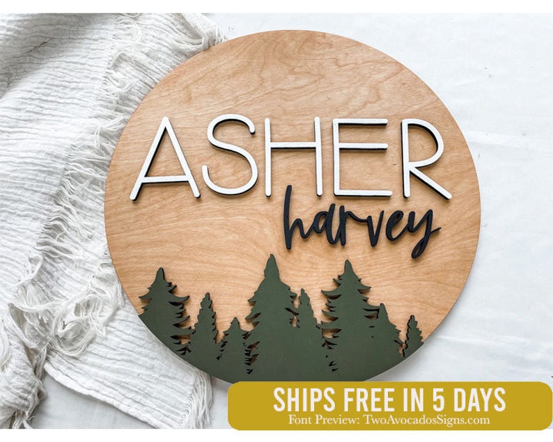 Nursery Name Sign Woodland Nursery Forest Name Sign Above - Etsy