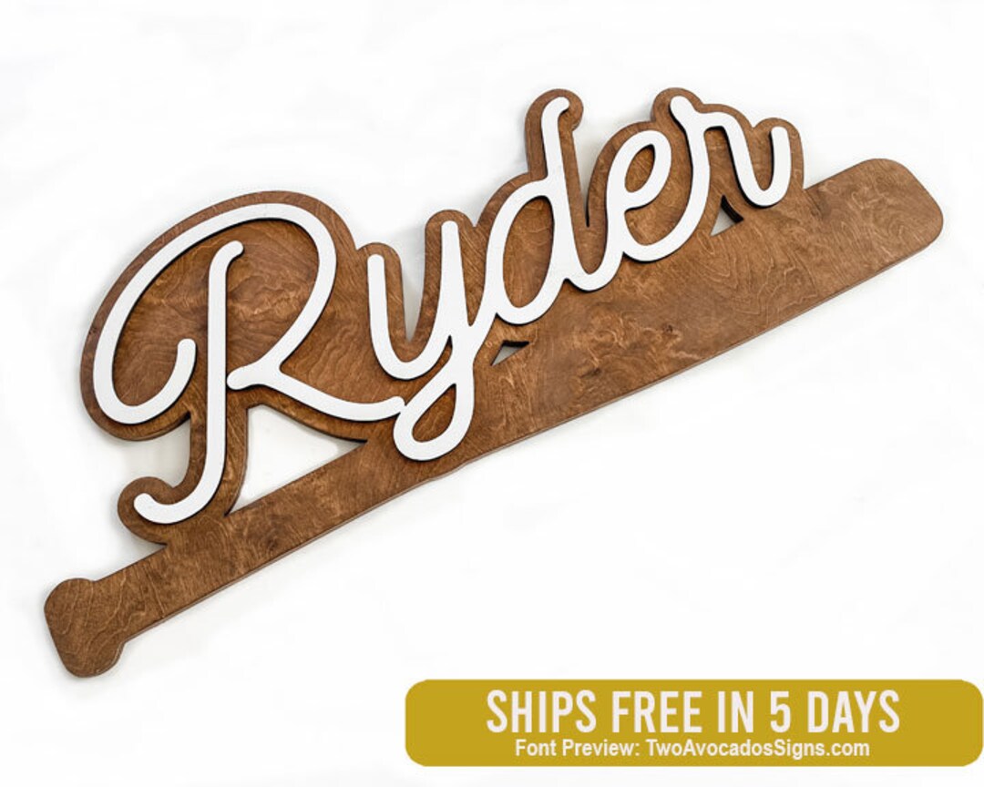 Baseball Bat Name Sign, Large Wood Name Sign, Nursery Name Sign ...