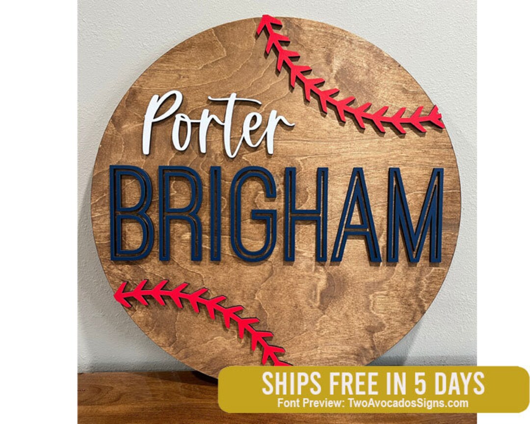 Baseball Nursery Name Sign, Round Name Sign, Sports Nursery, Boy Name ...