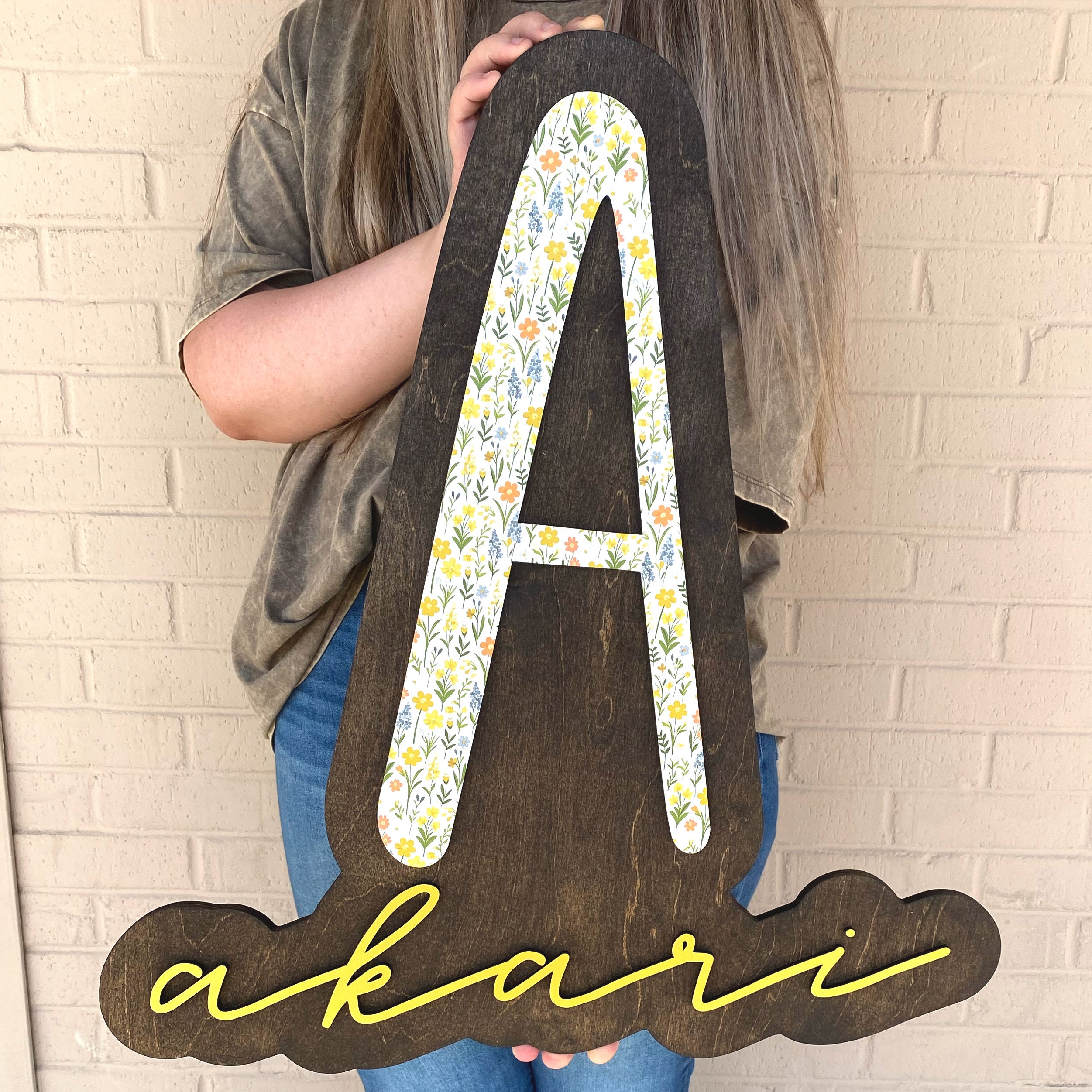 Large Wood Pattern Name Sign, Nursery Name Sign, Above Crib Cut Out ...