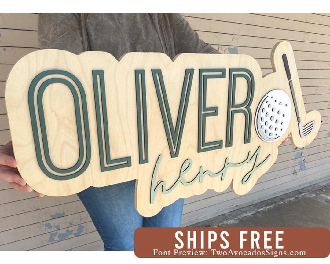 Golf Name Sign, Large Wood Name Sign, Nursery Name Sign, Sports Nursery ...