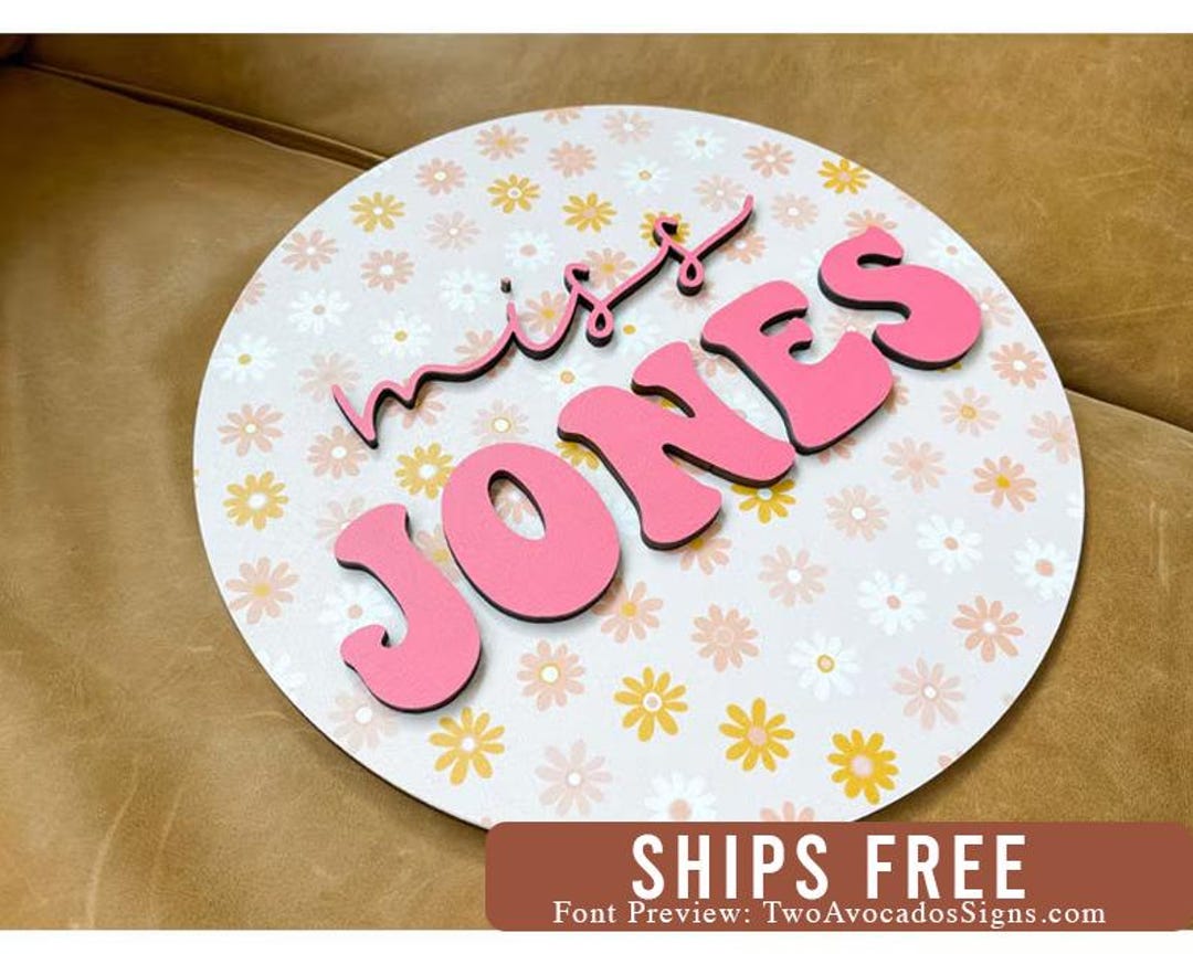 Teacher Name Sign, Teacher Appreciation Gift, Round Teacher Sign, Door ...