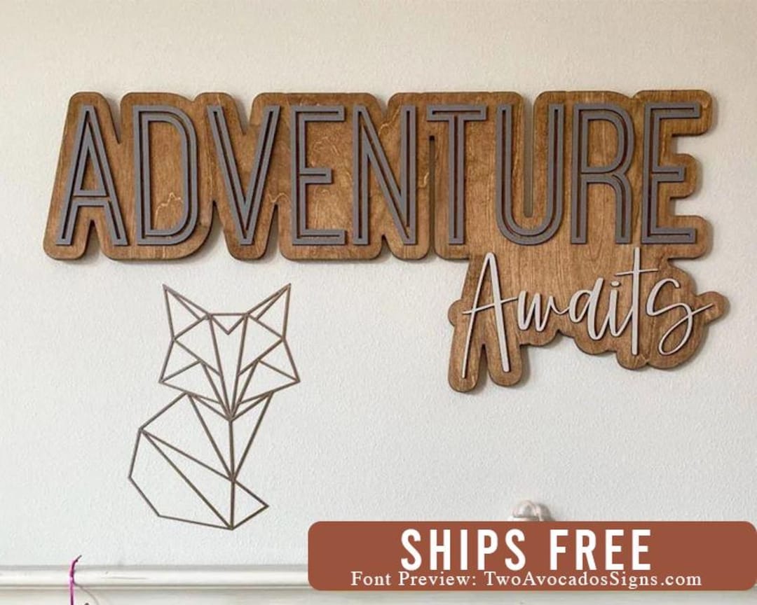 Wood Sign | Adventure Awaits Sign | Nursery Sign Decor | Playroom Sign ...
