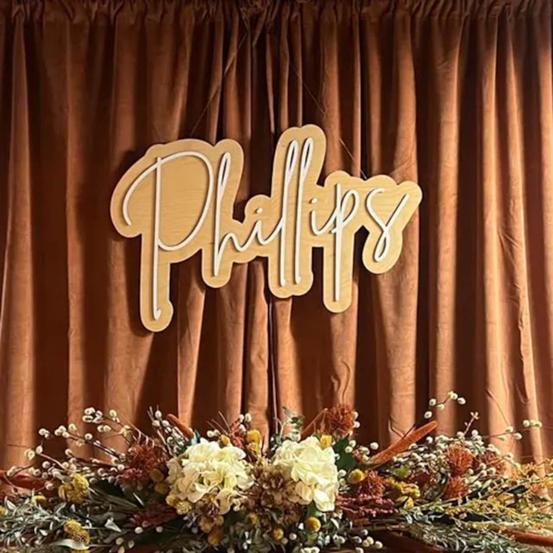 Large Last Name Sign, Cut Out Last Name Sign, Wedding Name Sign, Double ...