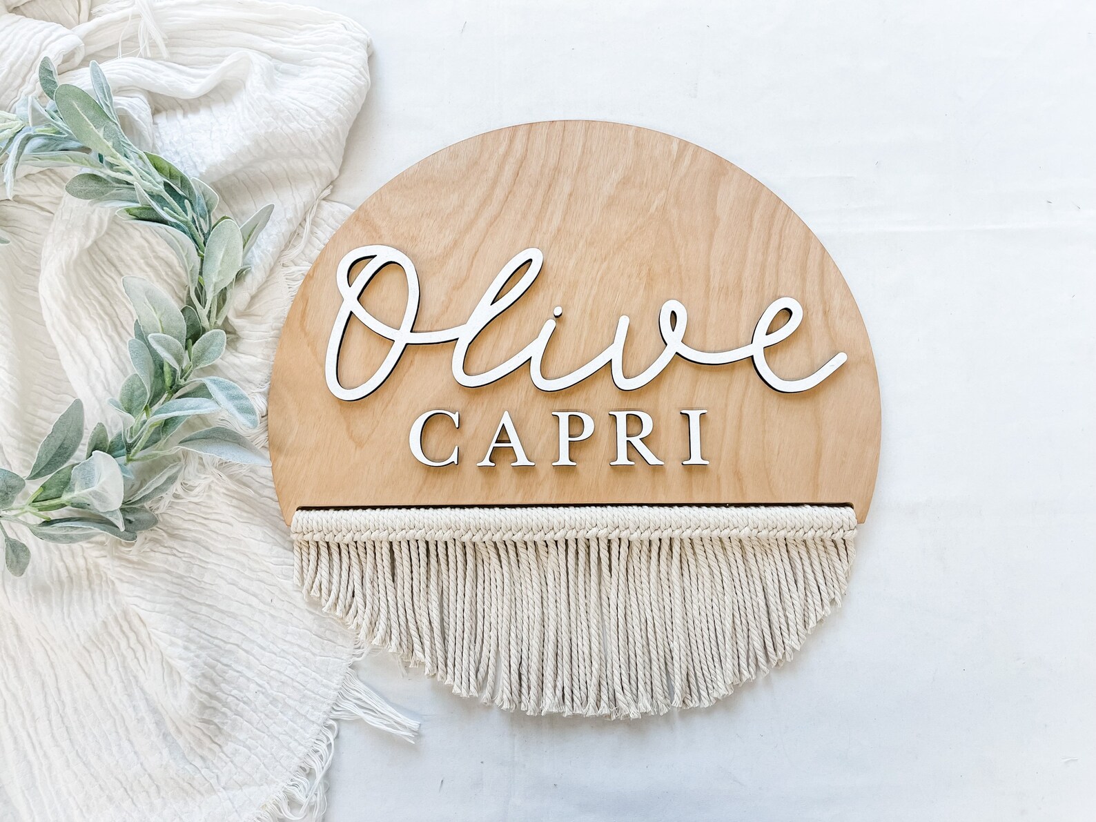 Nursery Name Sign Round Name Sign Macrame Name Sign Above - Etsy