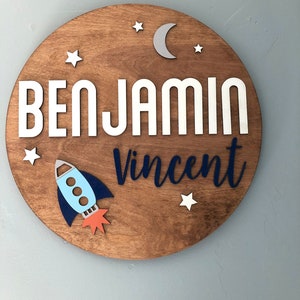 Nursery Name Sign, Space Theme Nursery, Space Name Sign, Above Crib ...