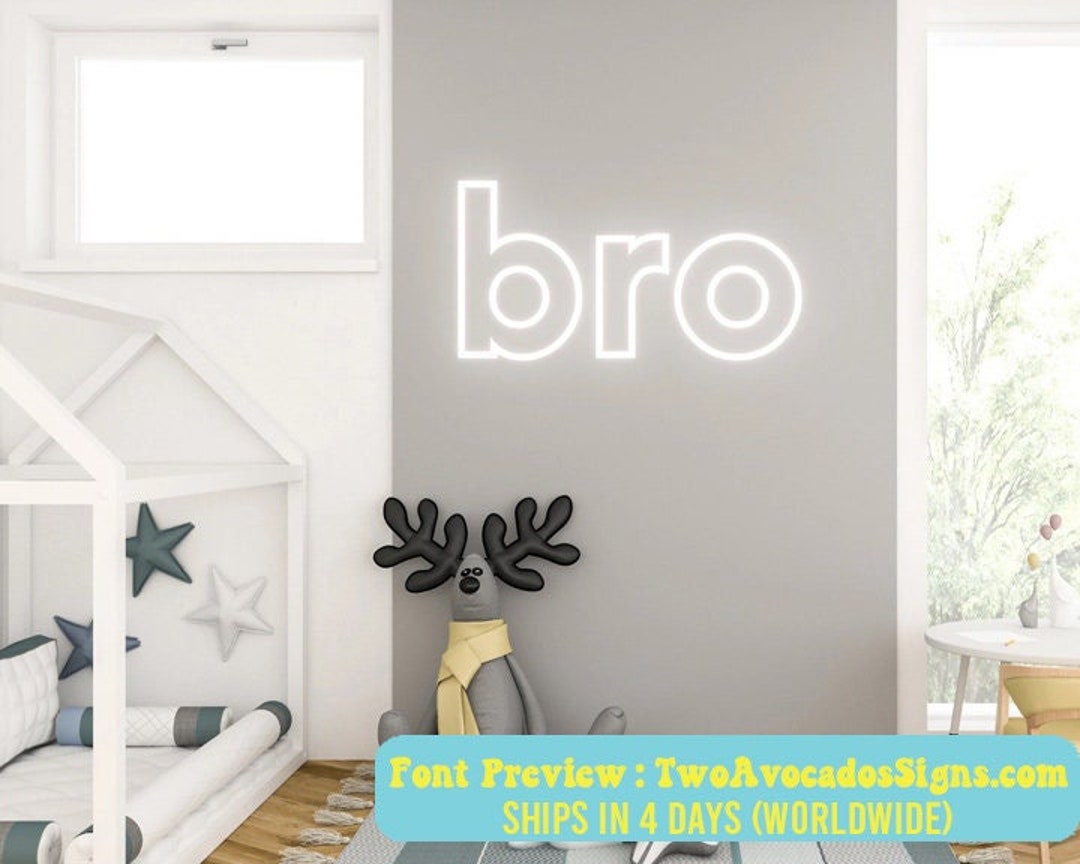Bro Neon Sign, Nursery Neon Sign, Custom Neon, Kids Bedroom Neon Sign ...