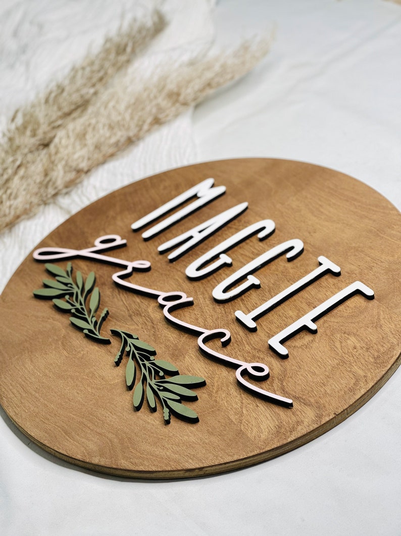 Nursery Name Sign Round Name Sign Above Crib Name Sign Girl - Etsy