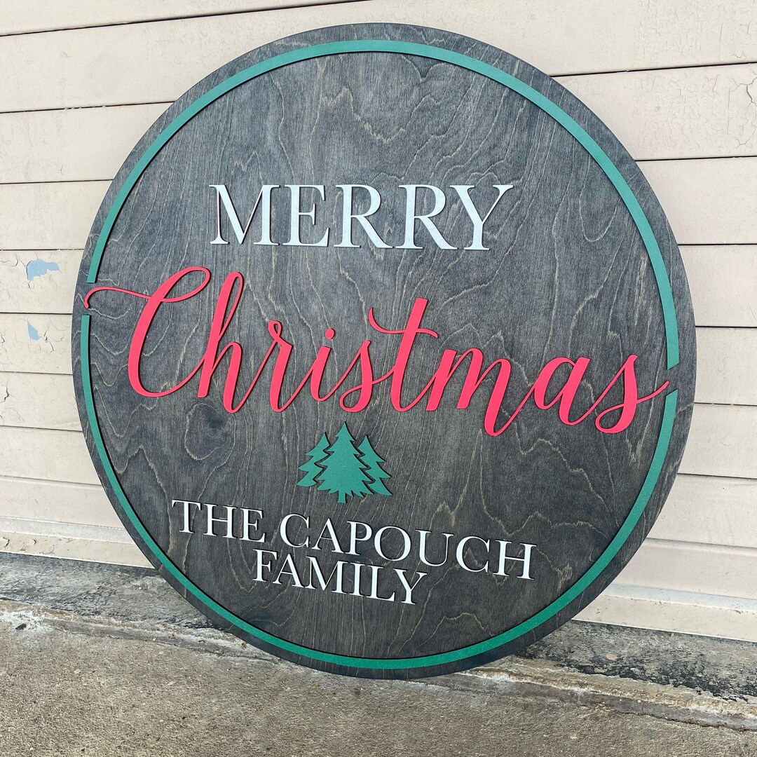 Holiday Name Sign, Round Name Sign, Holiday Sign, Home Decor Sign, Boho ...