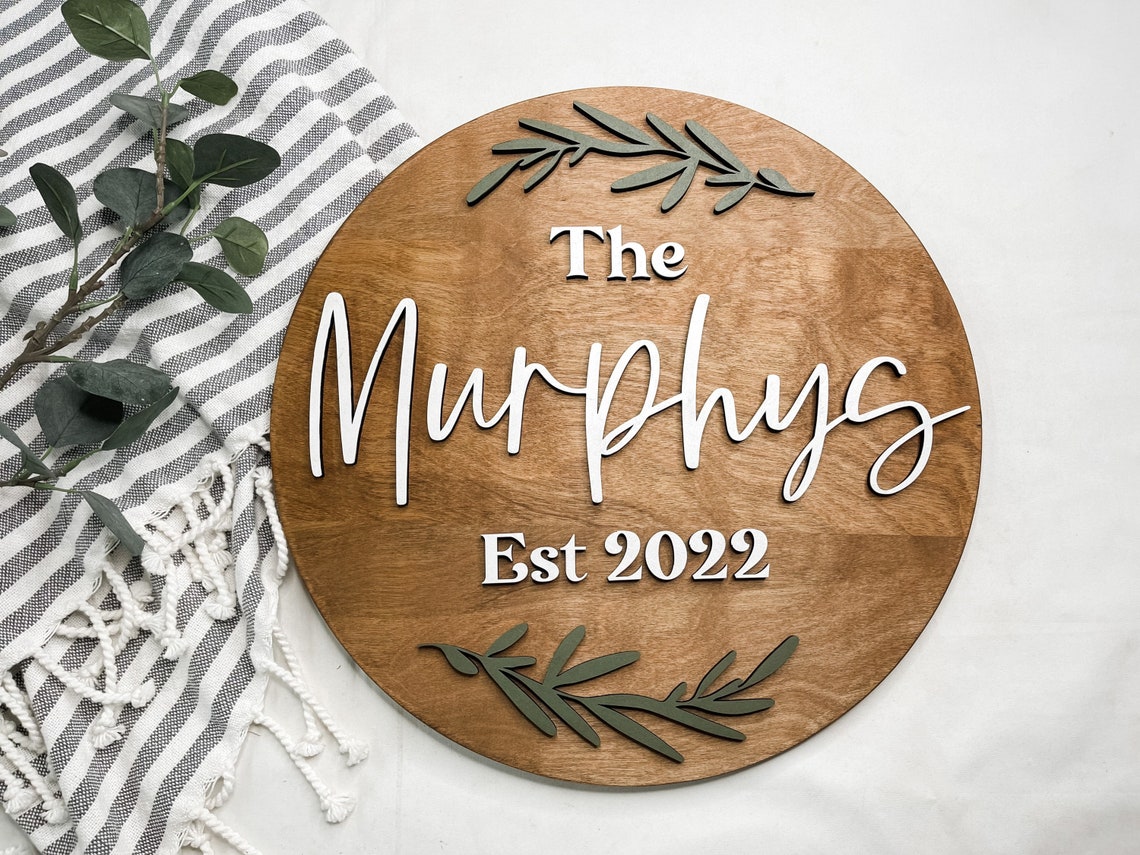 Round Last Name Sign Round Wedding Sign Established Sign - Etsy