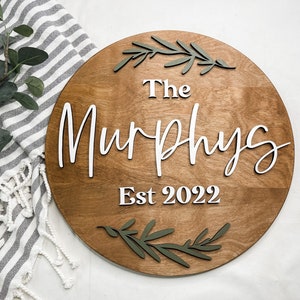 Round Last Name Sign, Round Wedding Sign, Established Sign, Wedding ...