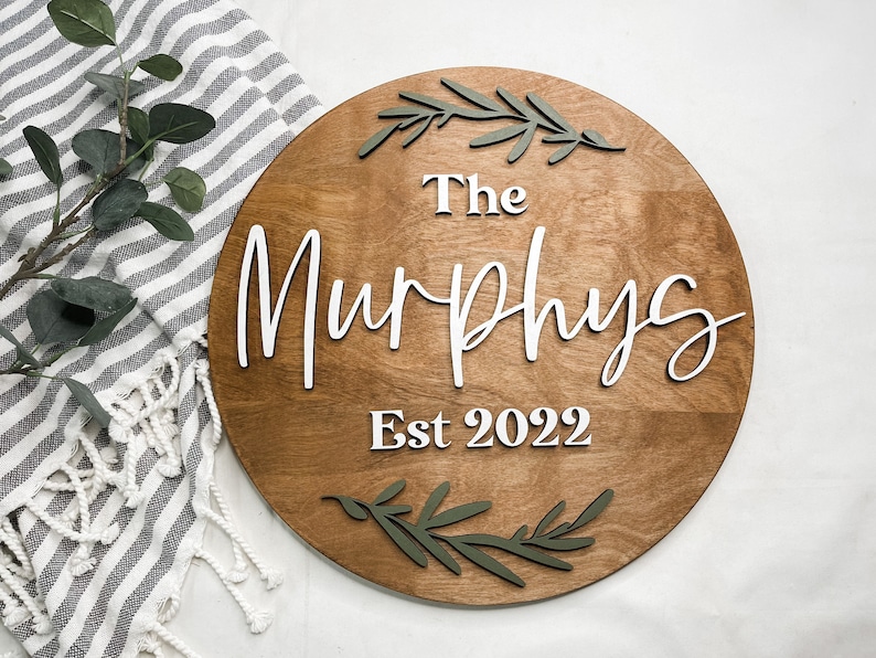 Round Last Name Sign Round Wedding Sign Established Sign - Etsy