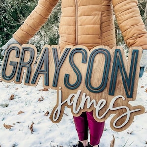 Large Wood Name Sign, Nursery Name Sign, Hunter Nursery , Above Crib ...