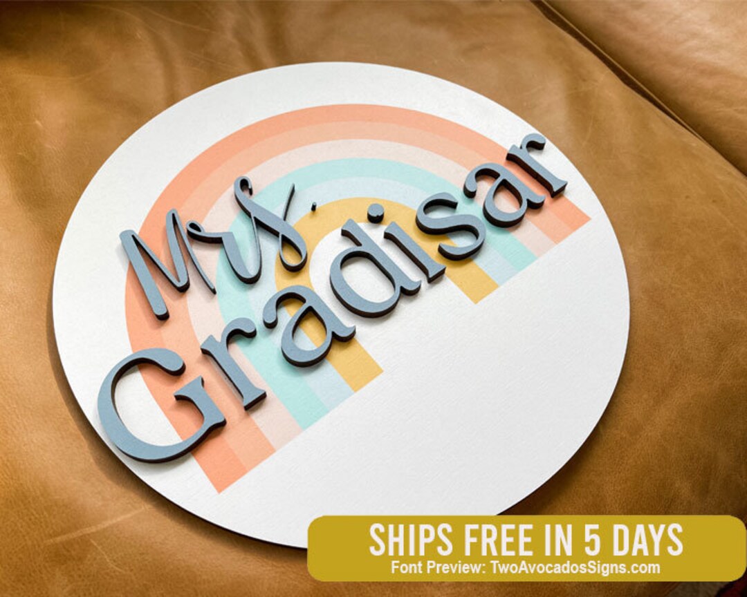Teacher Name Sign, Teacher Appreciation Gift, Round Teacher Sign, Door ...