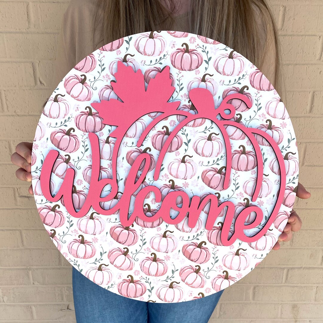Welcome Sign, Fall Sign, Round Fall Sign, Fall Door Hanger, Door Sign ...