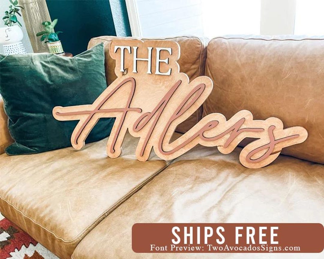 Large Last Name Sign, Cut Out Last Name Sign, Wedding Name Sign, Double ...