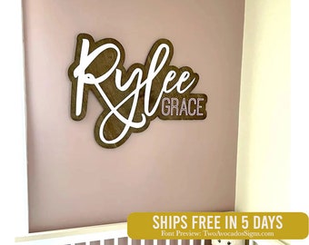 Large Wood Name Sign, Nursery Name Sign, Boho Nursery Sign , Above Crib ...