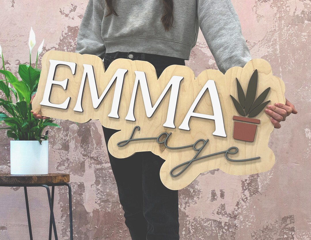 Potted Plant Name Sign, Large Wood Name Sign, Nursery Name Sign ...