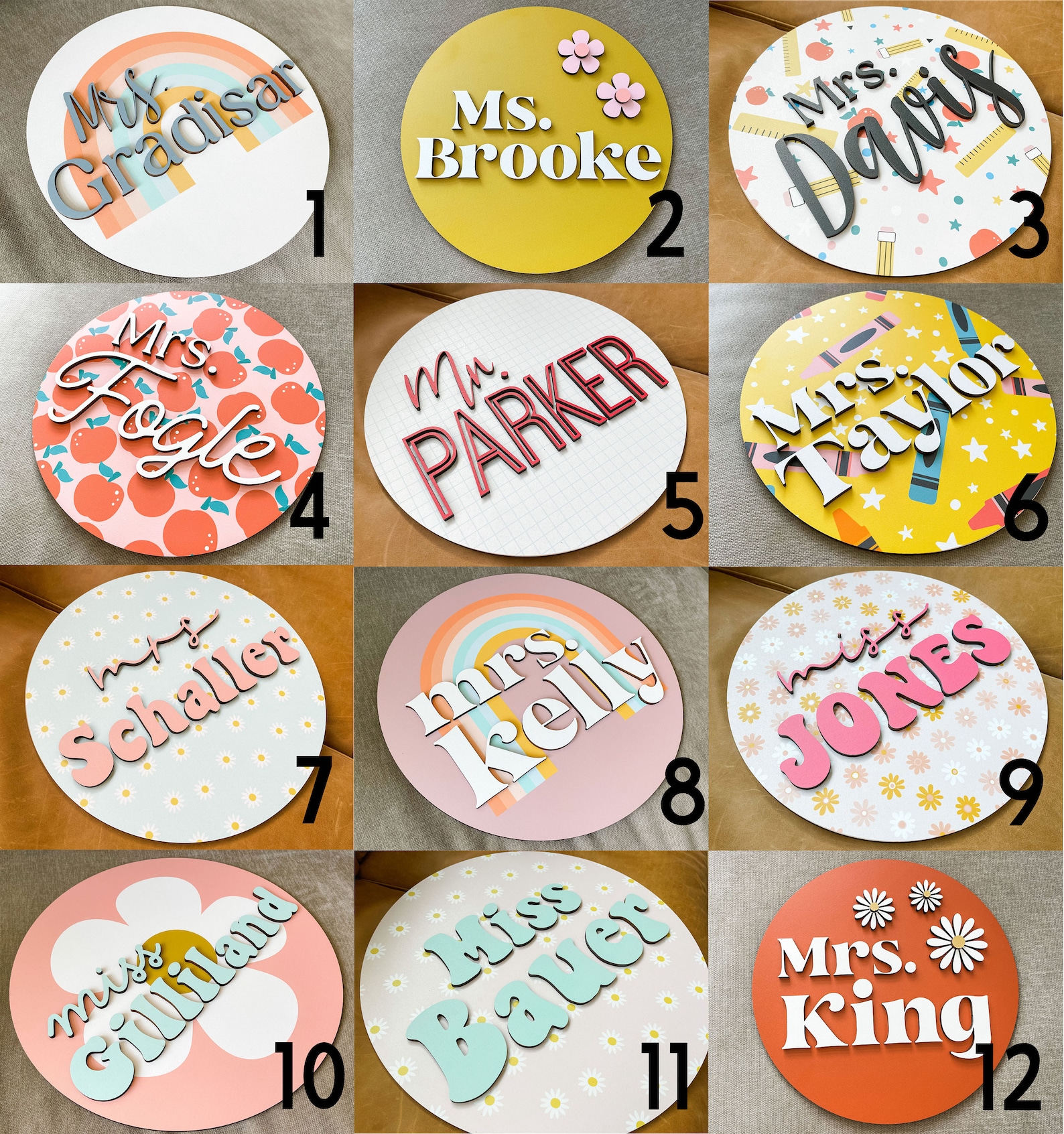 Teacher Name Sign, Teacher Appreciation Gift, Round Teacher Sign, Door ...