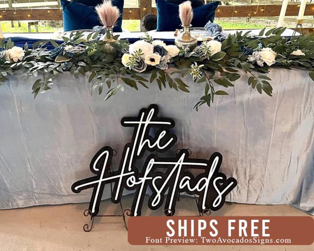 Large Last Name Sign, Cut Out Last Name Sign, Wedding Name Sign, Double ...