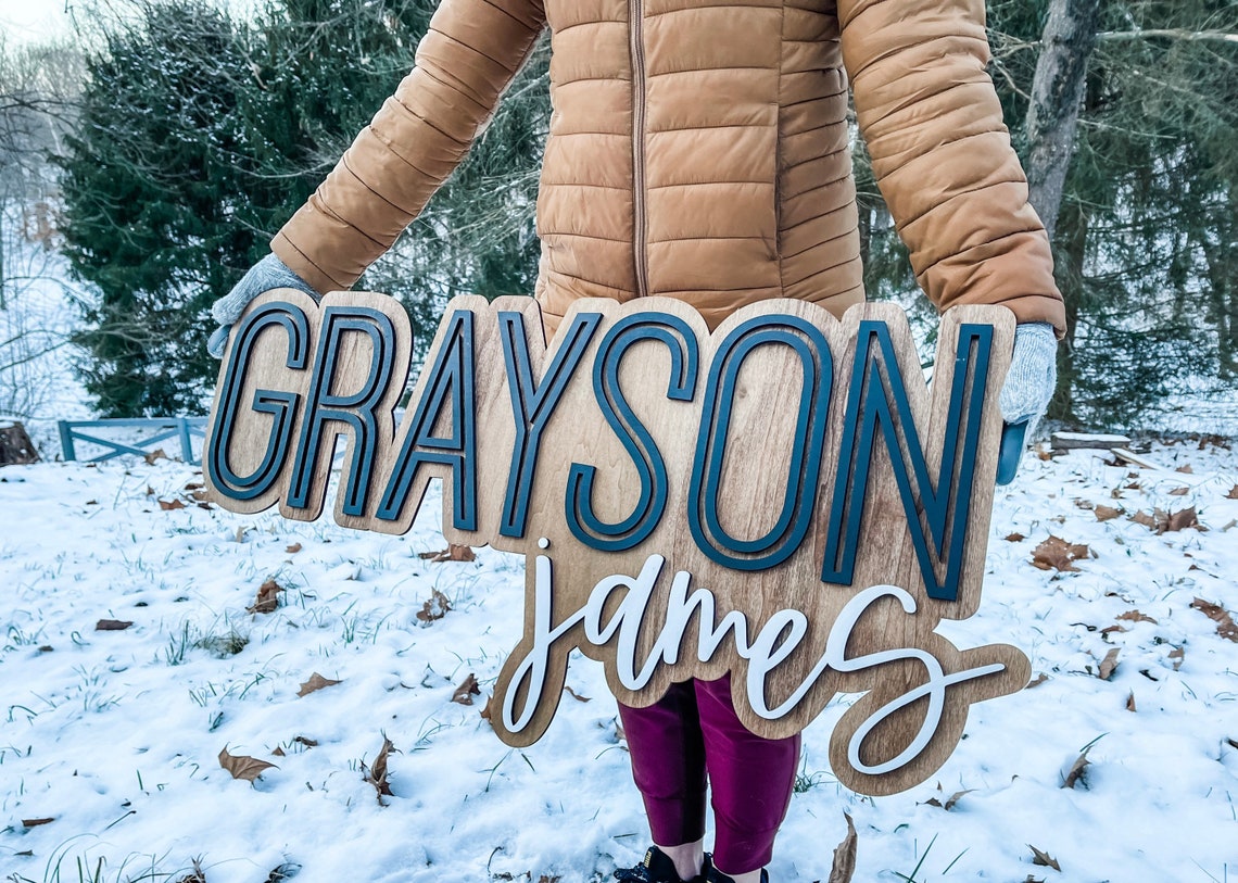 Large Wood Name Sign, Nursery Name Sign, Boho Nursery Sign , Above Crib ...