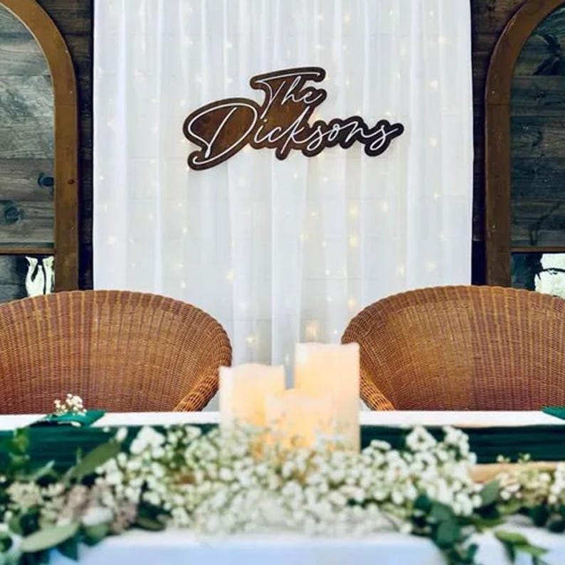 Large Last Name Sign, Cut Out Last Name Sign, Wedding Name Sign, Double ...