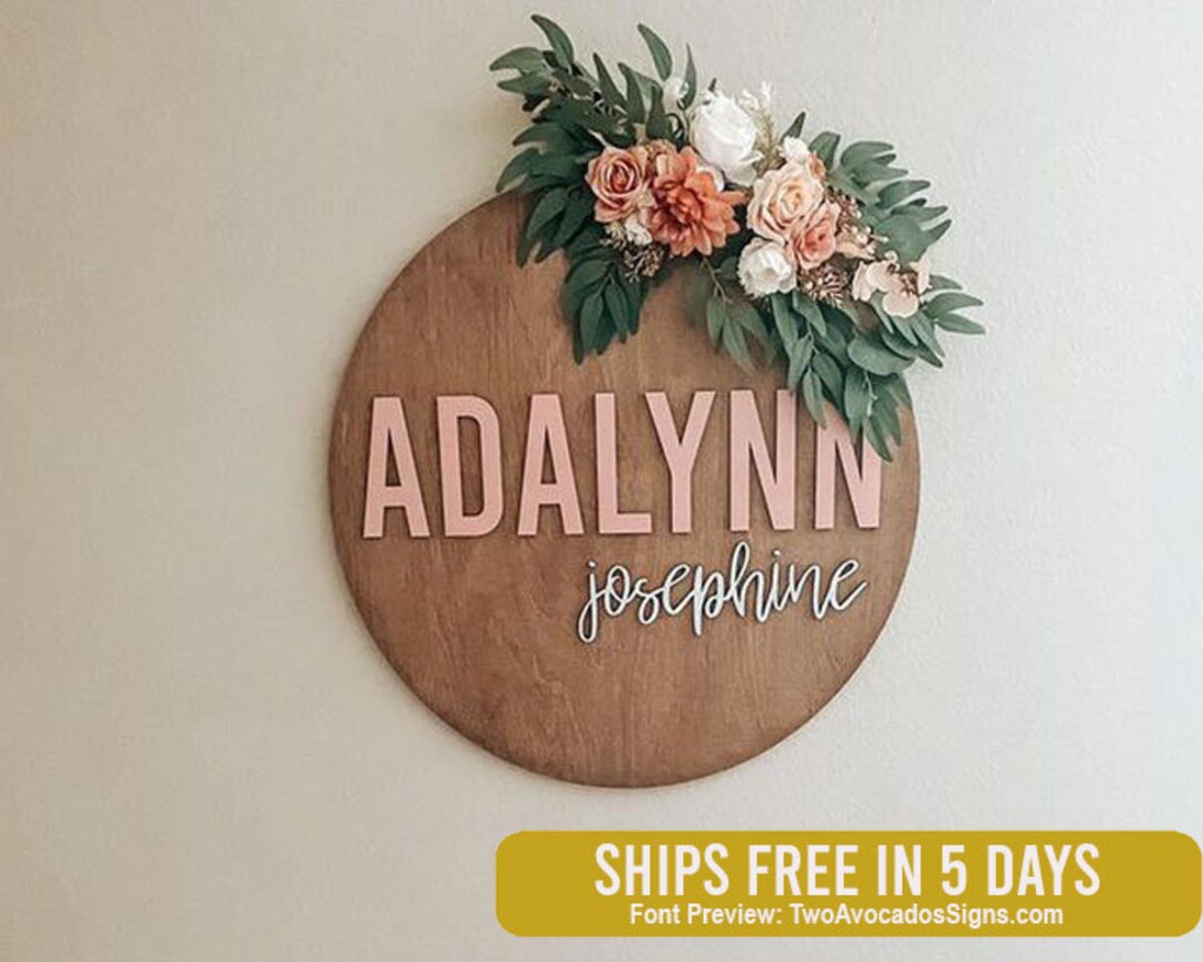 Nursery Name Sign, Round Name Sign, Above Crib Sign, 3d Name Sign, Baby ...
