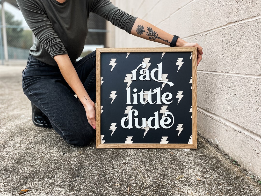 Rad Little Dude, Framed Nursery Sign, Framed Wood Sign, Nursery Room ...