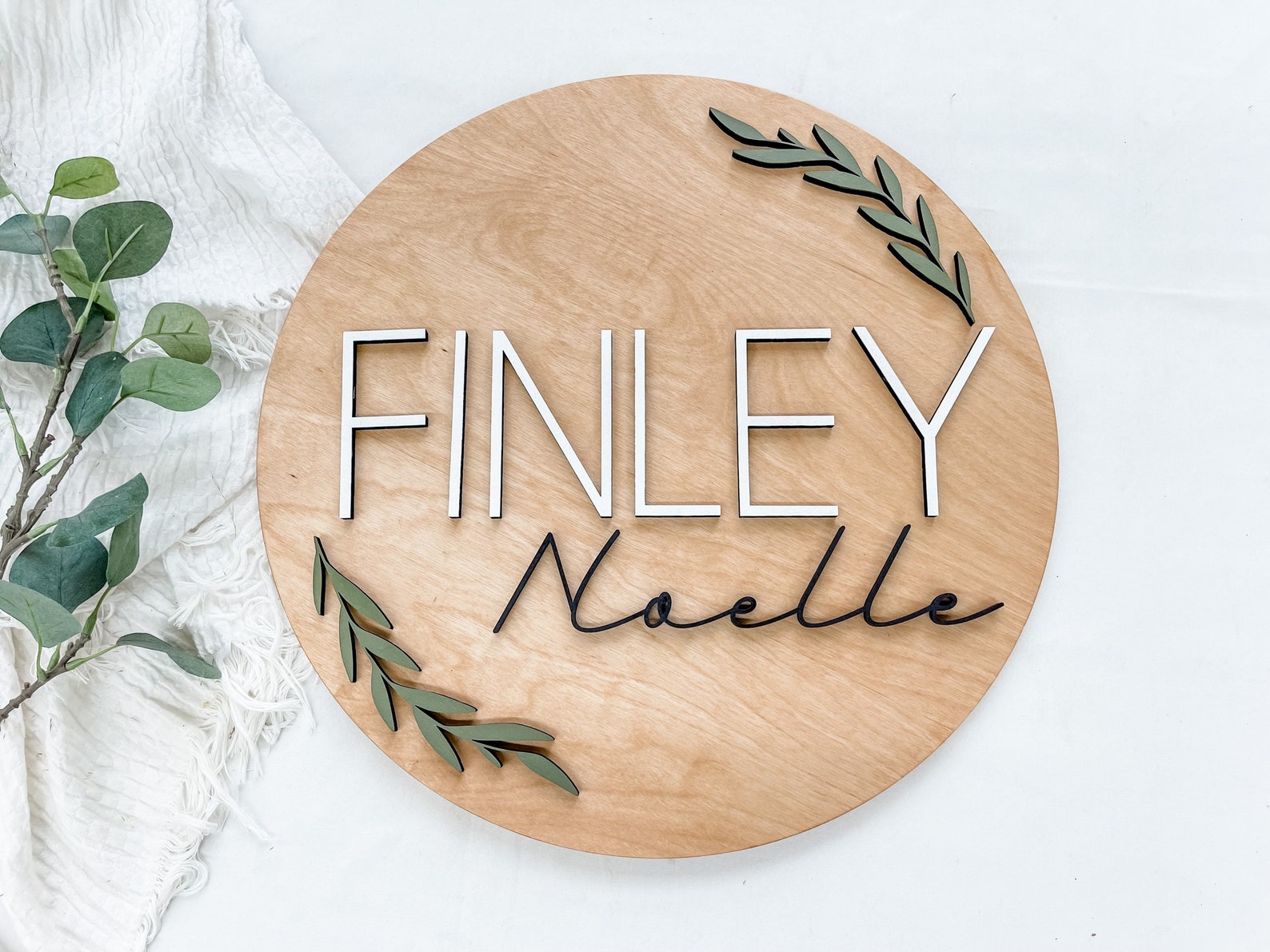 Nursery Name Sign Round Name Sign Above Crib Sign Girl Name - Etsy