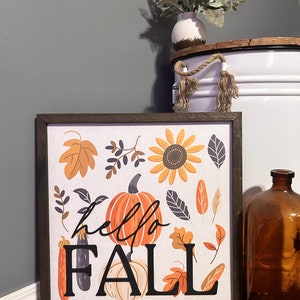 Hello Fall, Framed Sign, Fall Sign, Framed Wood Sign, Fall Decor ...