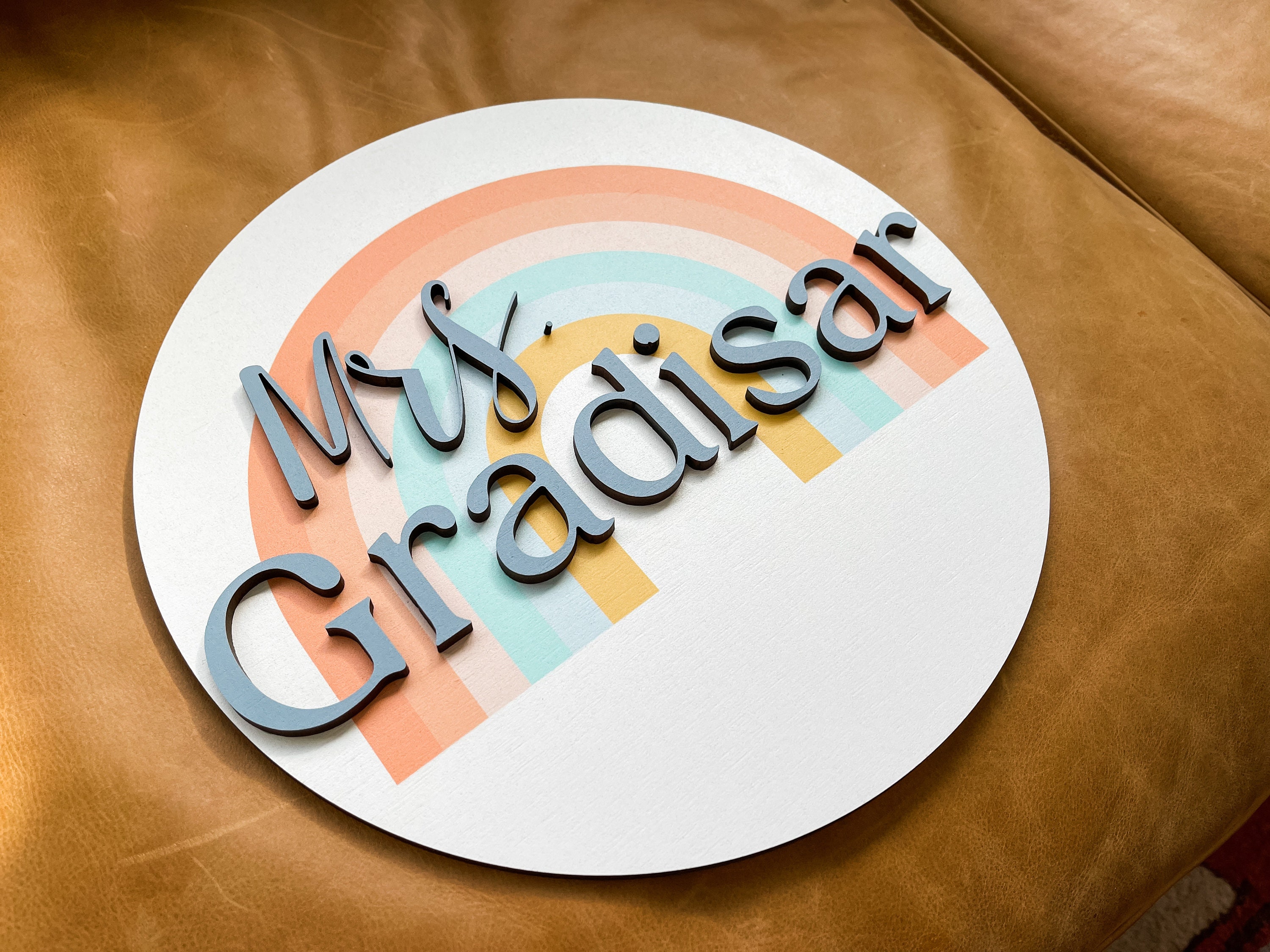 Teacher Name Sign, Teacher Appreciation Gift, Round Teacher Sign, Door ...