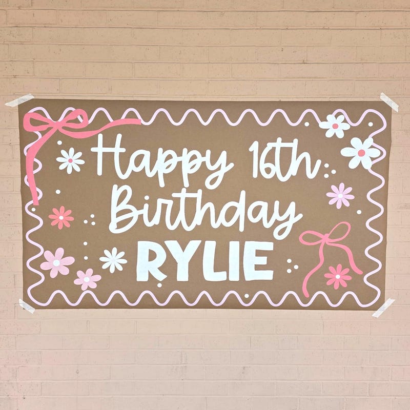 Birthday Banner Girls Bow - Etsy