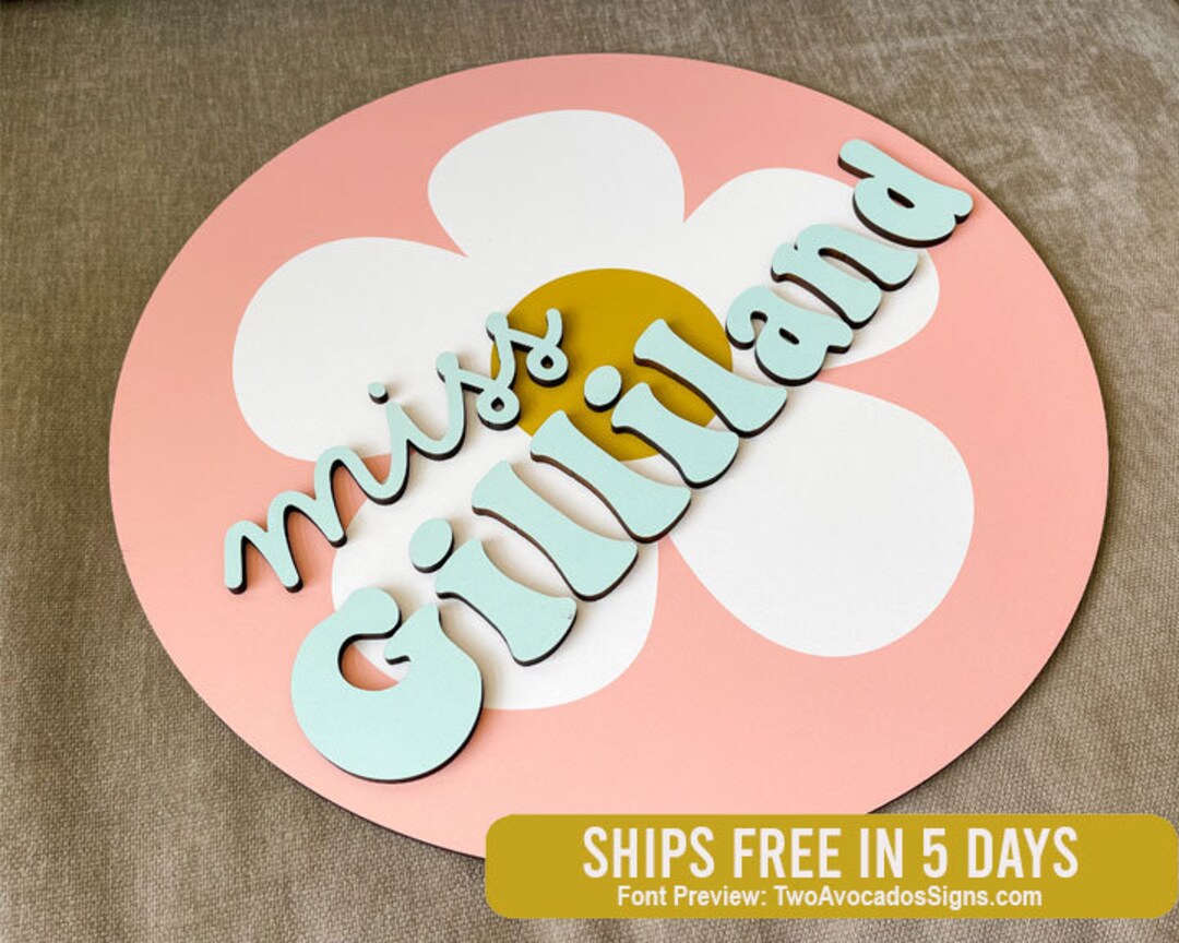 Teacher Name Sign, Teacher Appreciation Gift, Round Teacher Sign, Door ...
