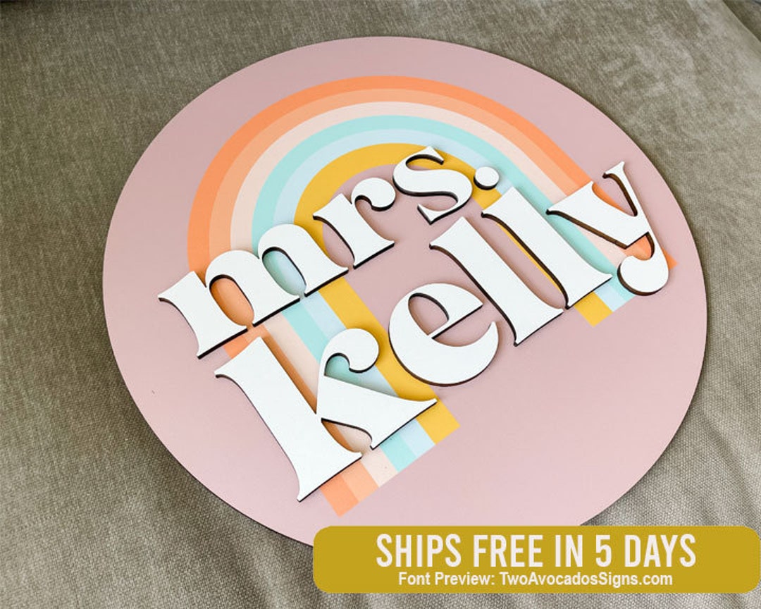 Teacher Name Sign, Teacher Appreciation Gift, Round Teacher Sign, Door ...