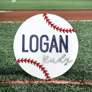 Baseball Nursery Name Sign, Round Name Sign, Sports Nursery, Boy Name ...